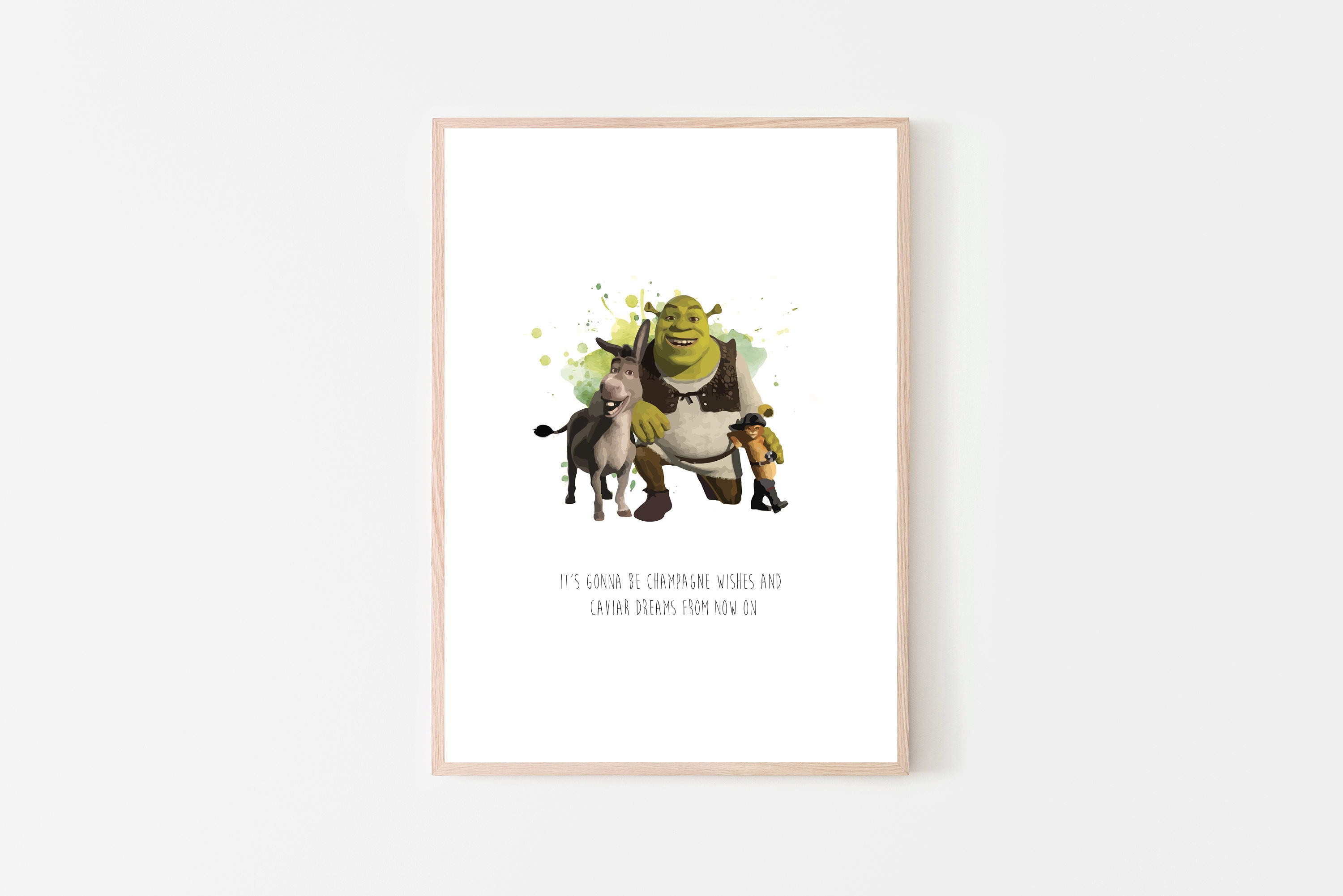 Champagne Wishes Ogre Donkey Puss Shrek Wall Art Print - Etsy