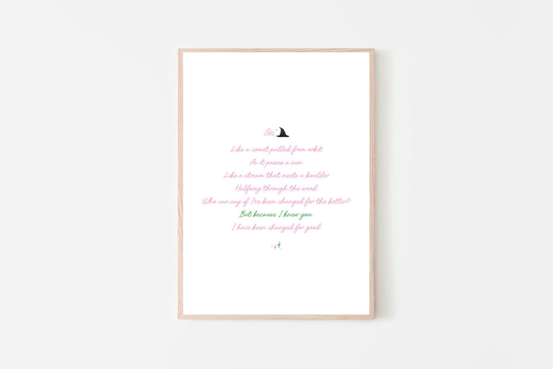 Changed for Good Lyrics - Wicked Wall Art Print - Etsy UK