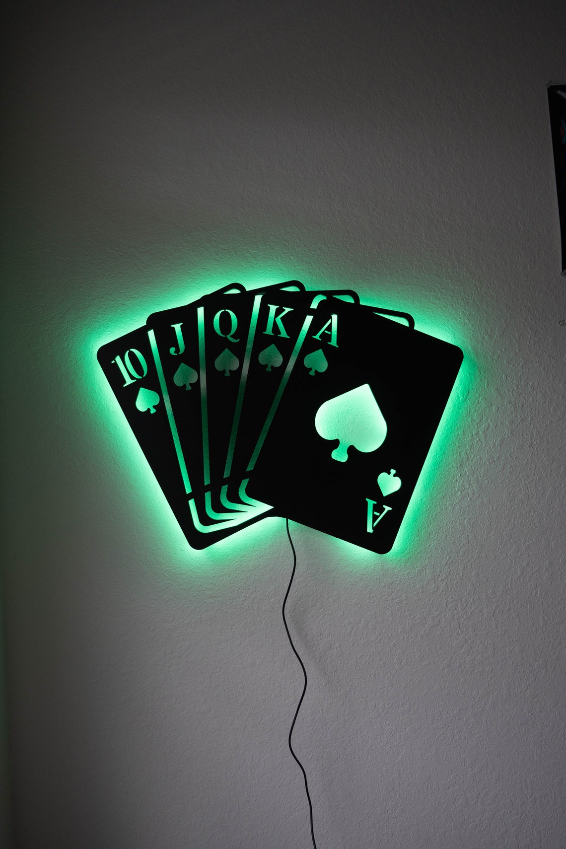 Poker Cards LED Lighted Neon Wall Sign With Remote Straight - Etsy