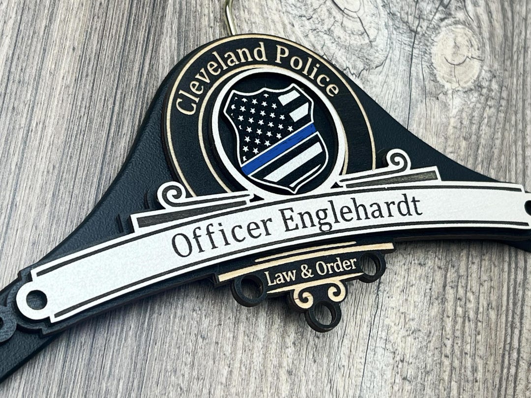 Custom Engraved Police Officer Wooden Hanger, Thin Blue Line ...