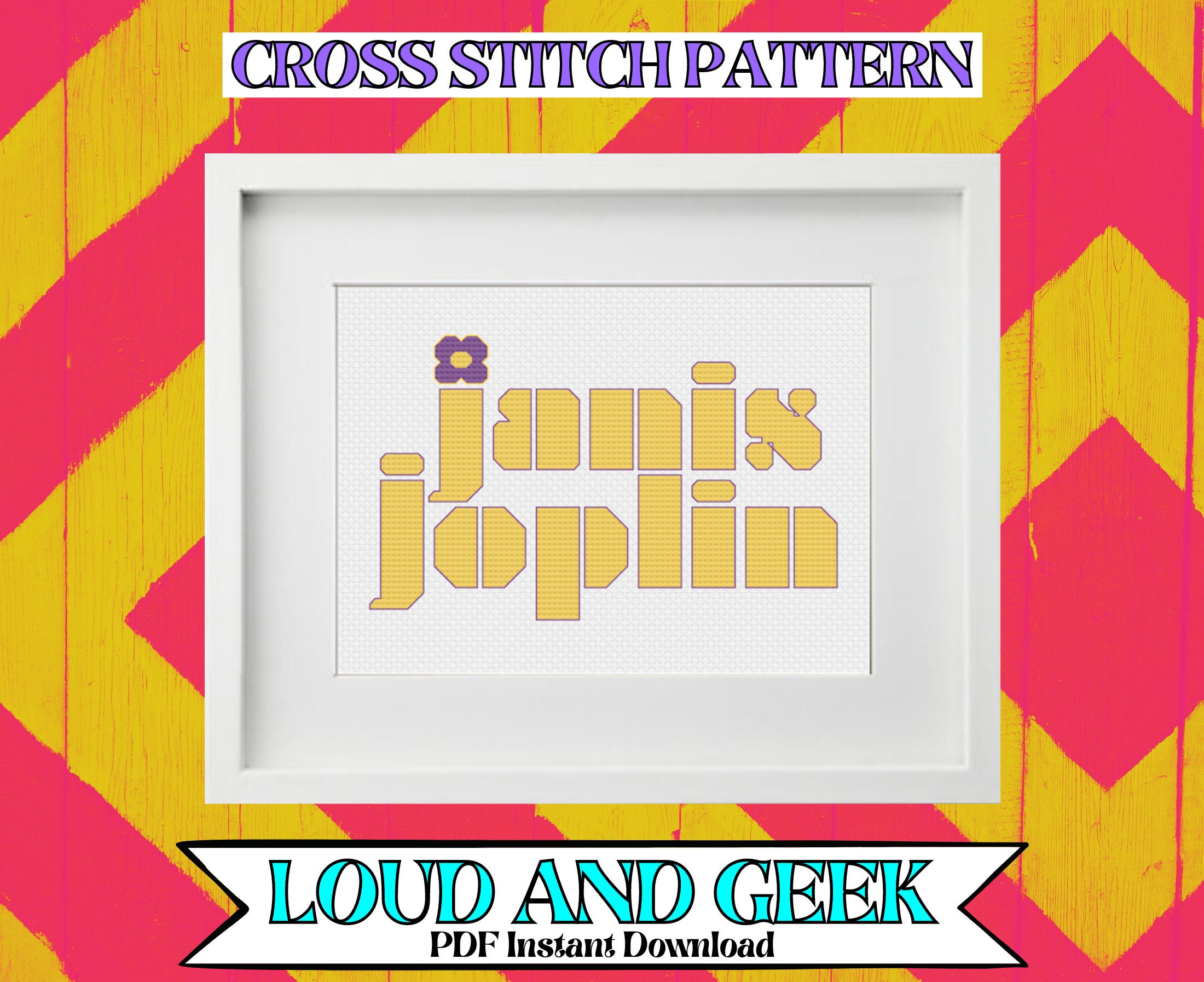 Janis Joplin - Patrón para realizar punto de cruz moderno - Diseño para ...