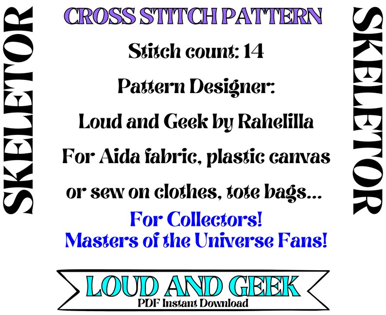 Skeletor - Cross Stitch Pattern - Masters of the Universe - PDF Instant ...
