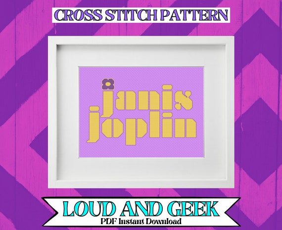 Janis Joplin Patrón para realizar punto de cruz moderno | Etsy España