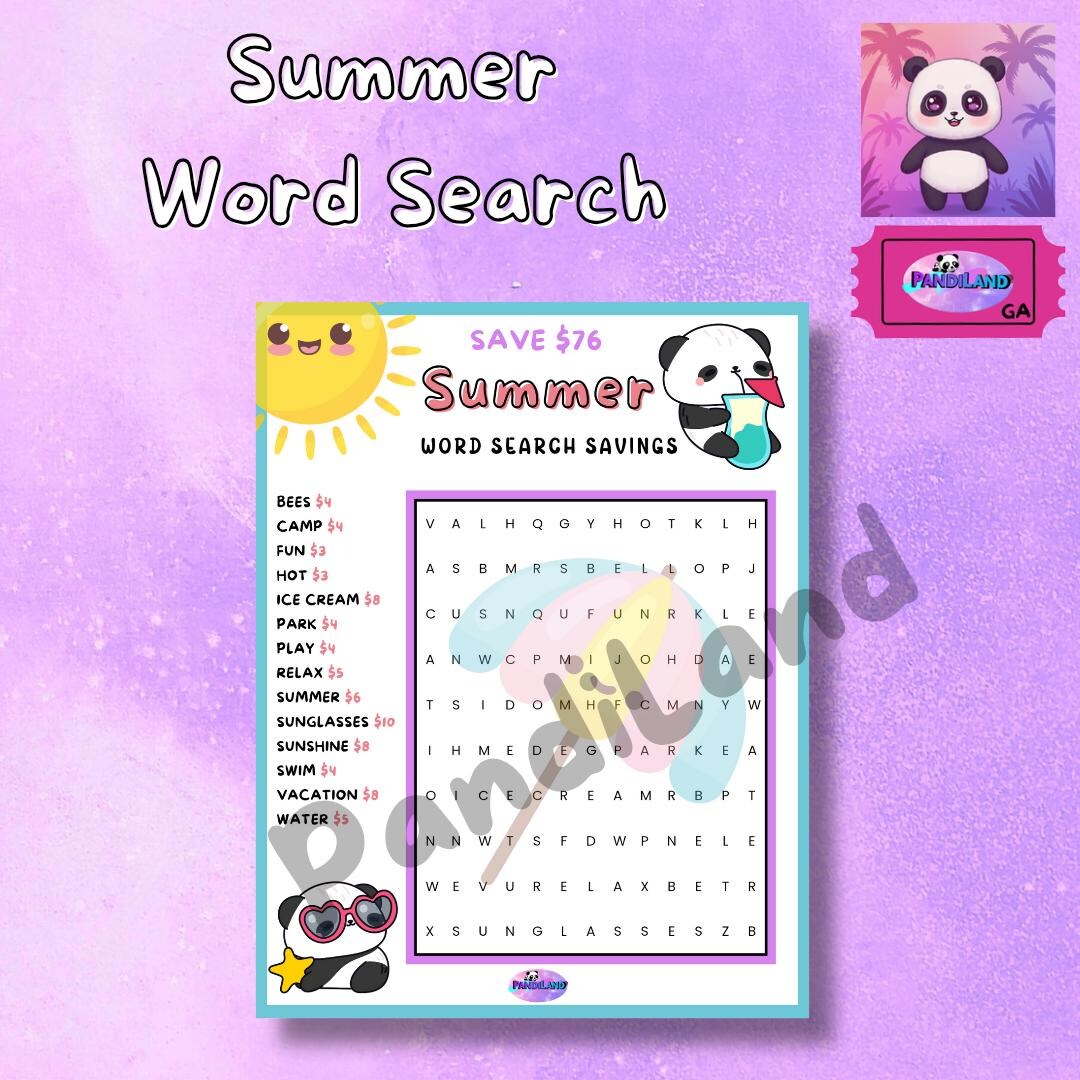 Money Savings Summer Word Search Theme, Cash Stuffing, Savings ...
