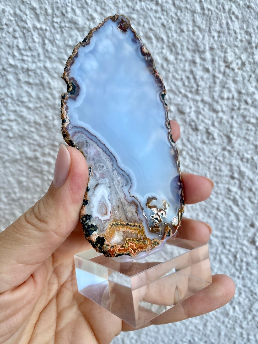 13.3cm Stunning Banded Laguna Agate Geode on an Acryl Base - Etsy