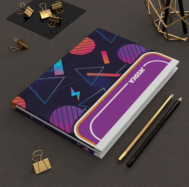 Personalized Hardcover Notebook Journal | Ruled Line | 80s Retro Style ...