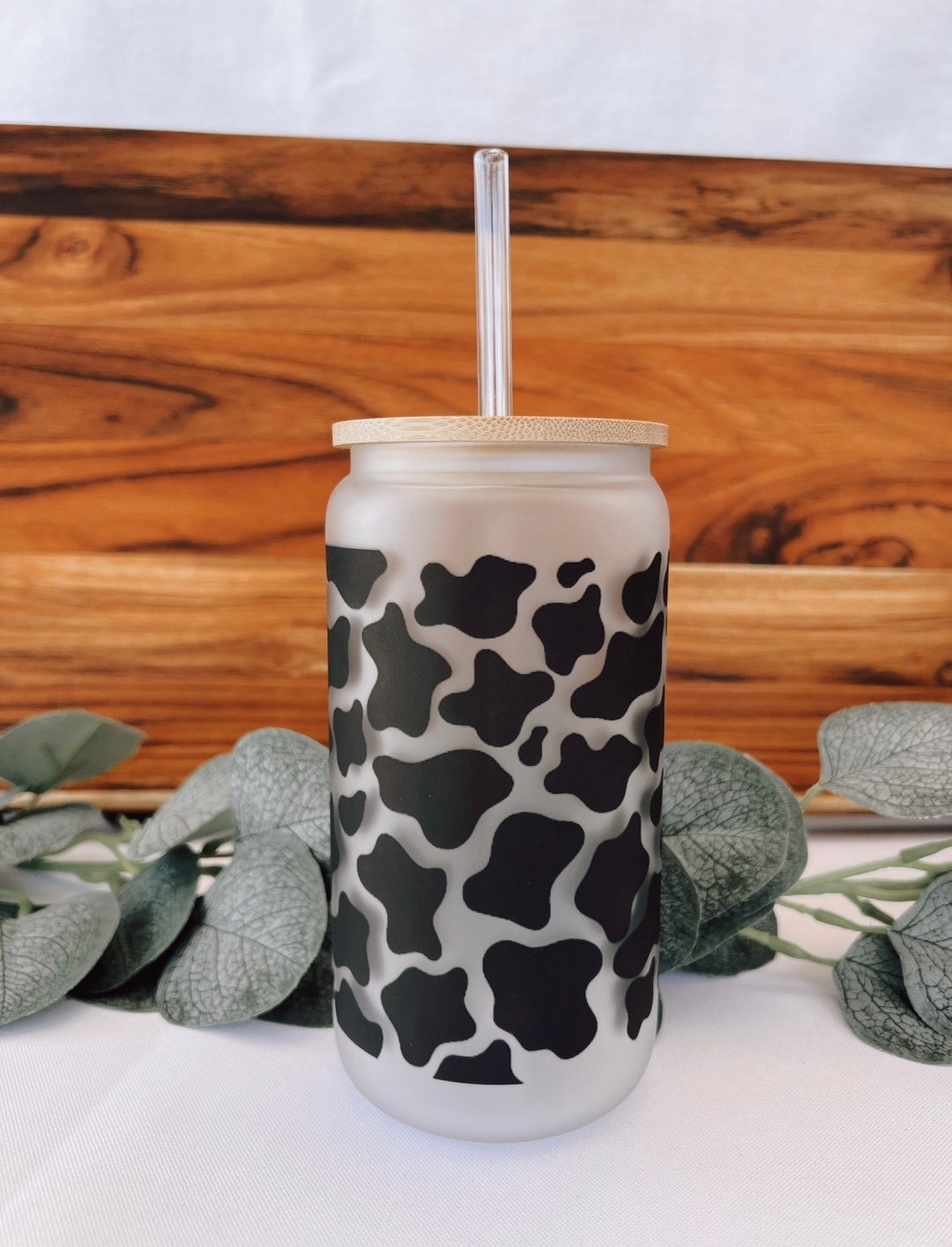 16oz Cow Printed Frosted Beer Can Glass Cup - Etsy