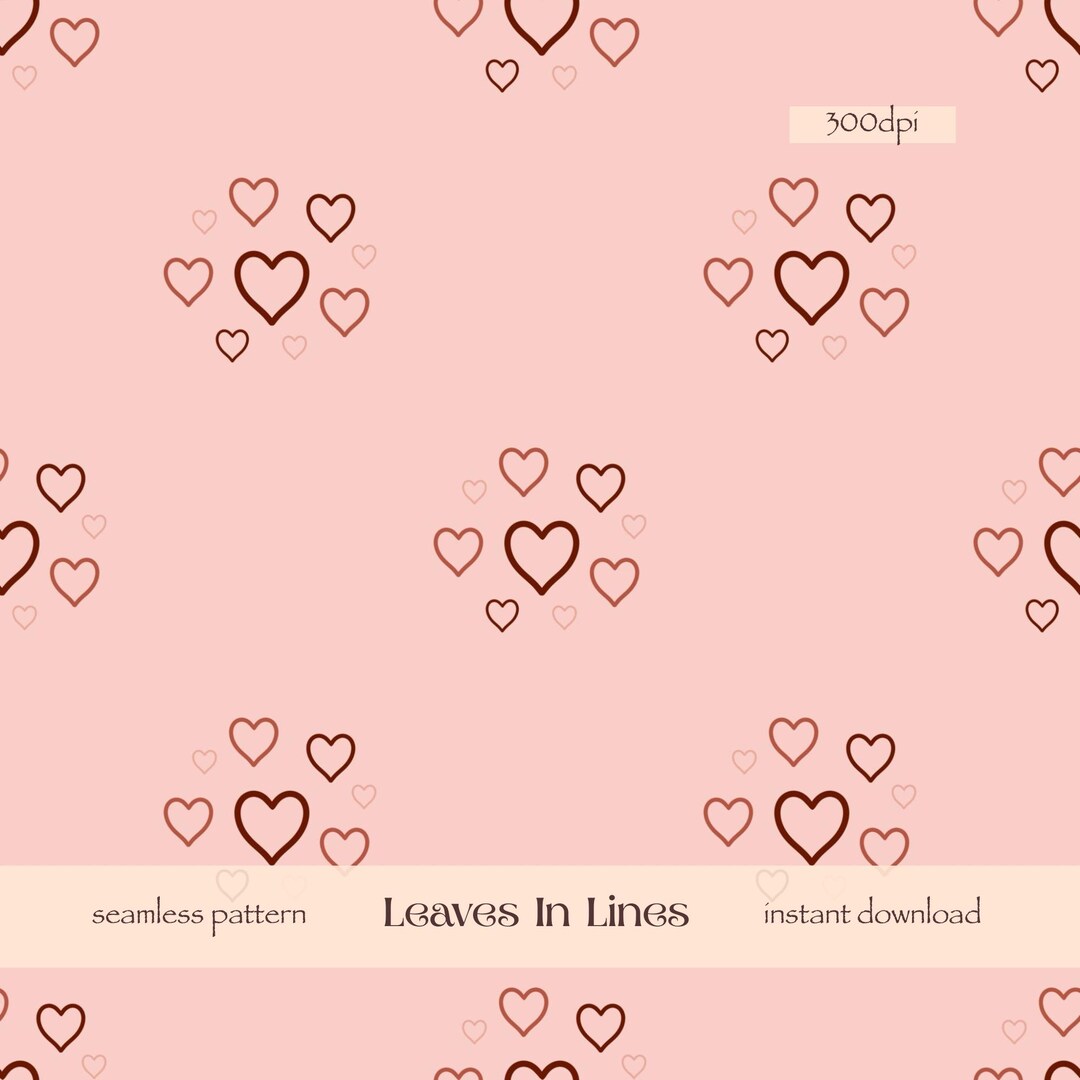 Hand-drawn Love Hearts Seamless Pattern, Valentines, Digital Paper ...