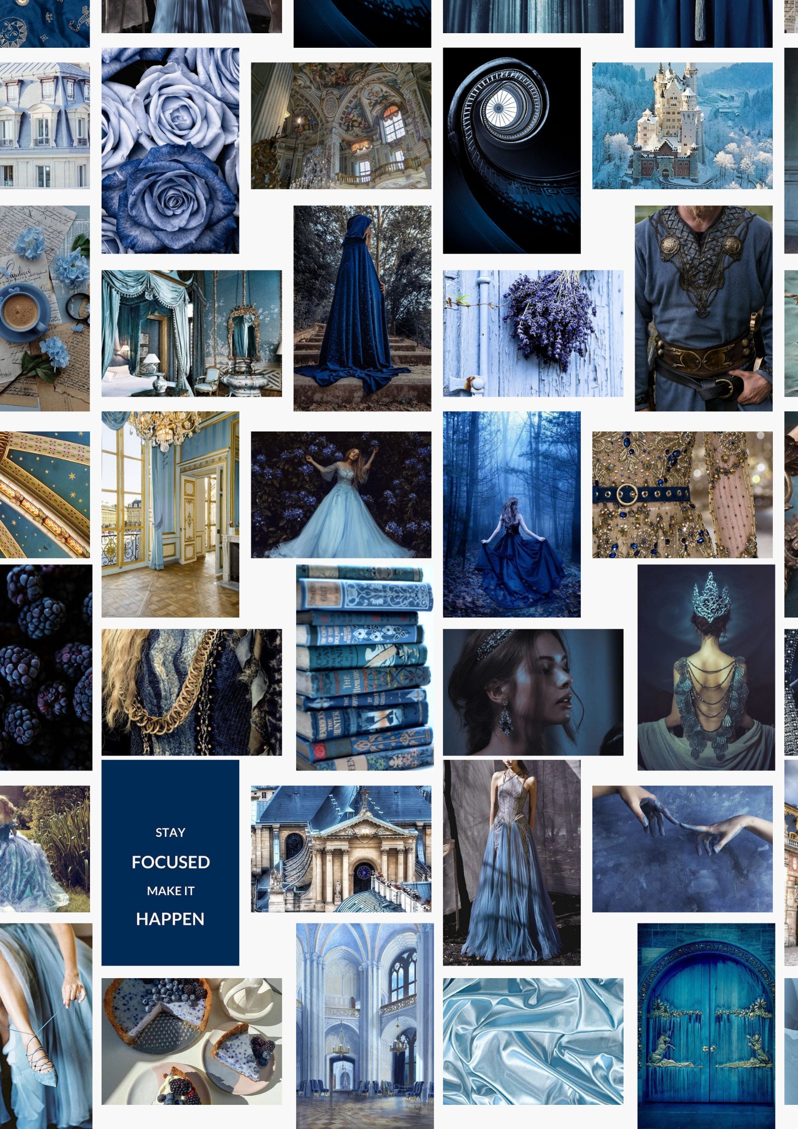 Royalcore Aesthetic Wall Collage Kit, Blue Room Decor, Collage Kit Wall ...