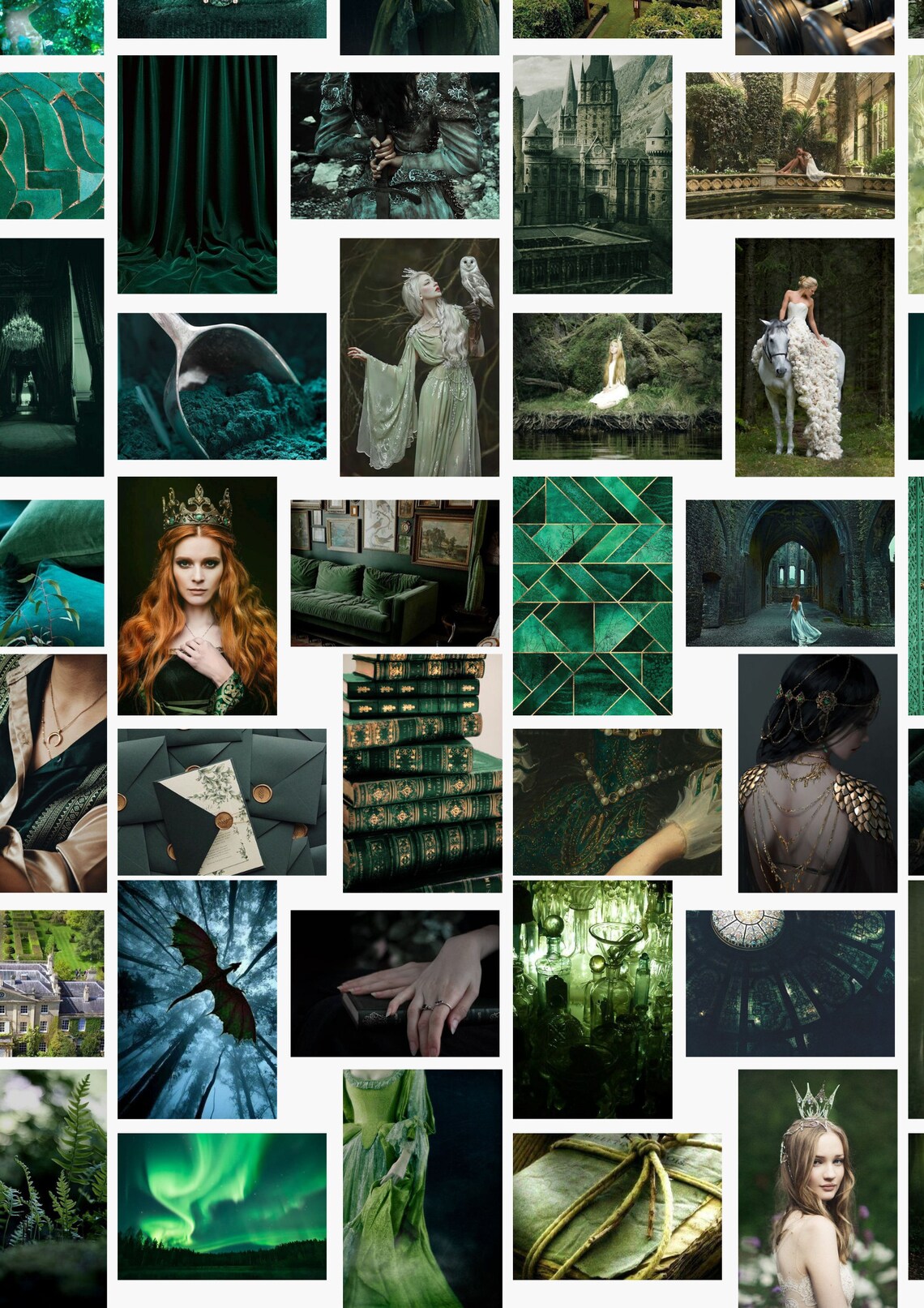 Royalcore Aesthetic Wall Collage Kit, Green Room Decor, Collage Kit ...