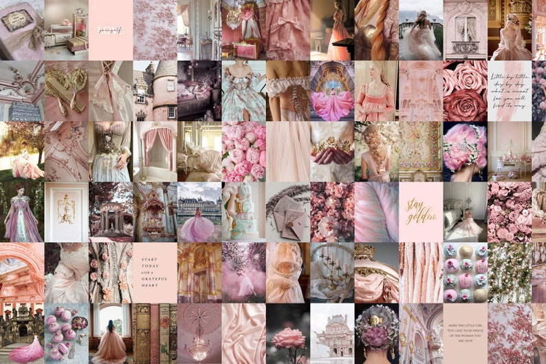 Royalcore Aesthetic Wall Collage Kit Pink Room Decor Collage - Etsy