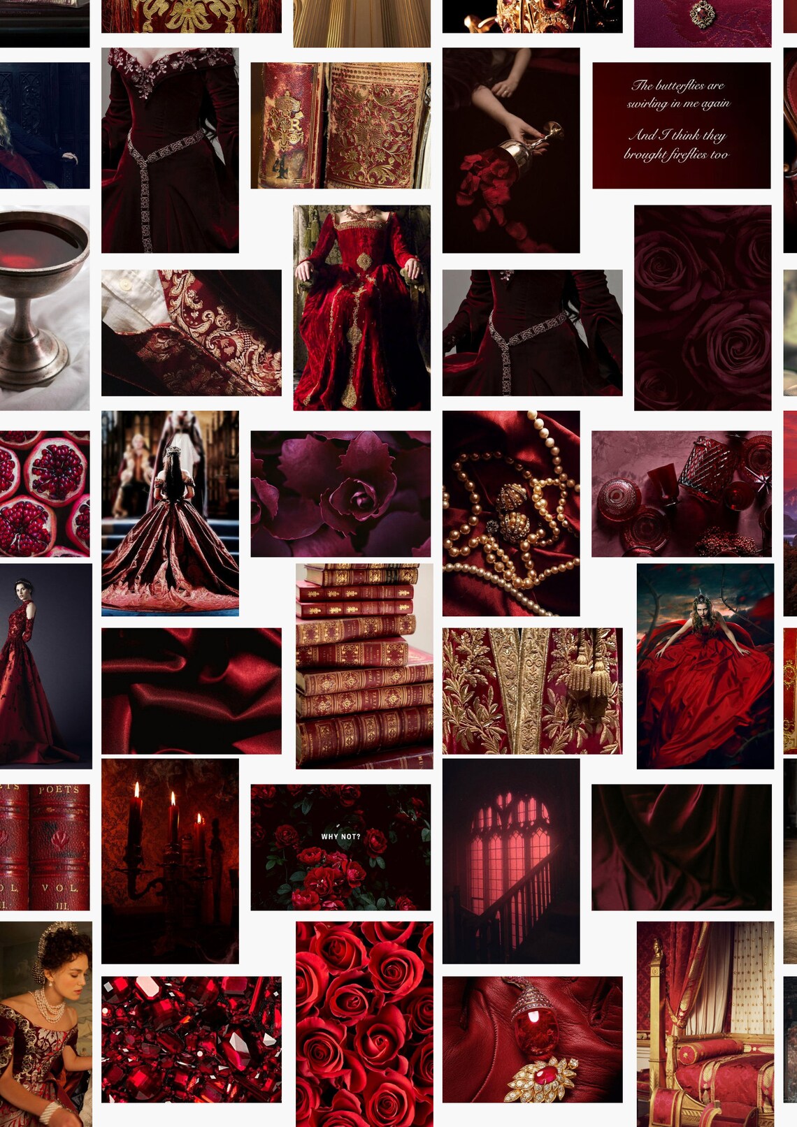 Royalcore Aesthetic Wall Collage Kit, Red Room Decor, Collage Kit Wall ...