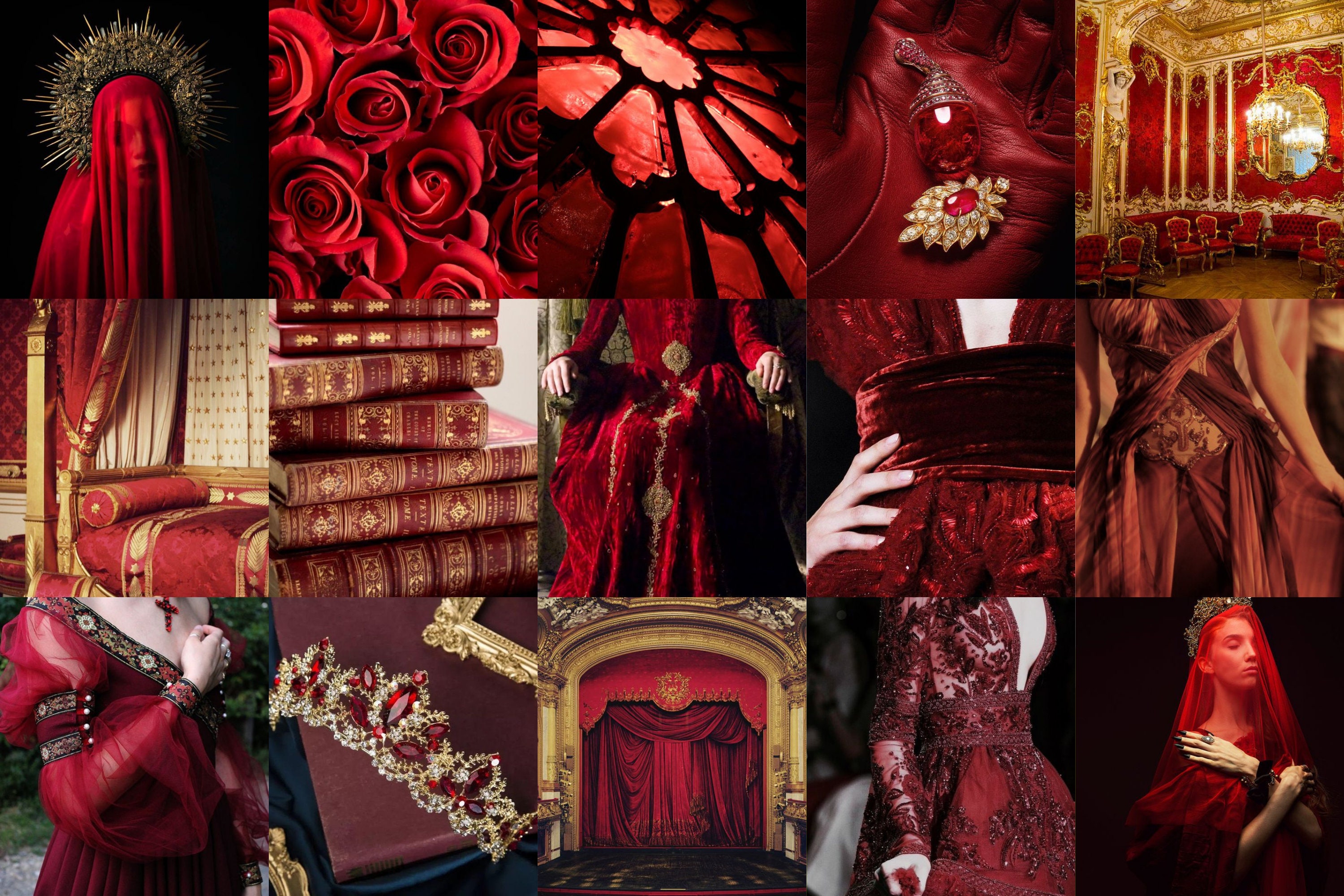 Royalcore Aesthetic Wall Collage Kit, Red Room Decor, Collage Kit Wall ...