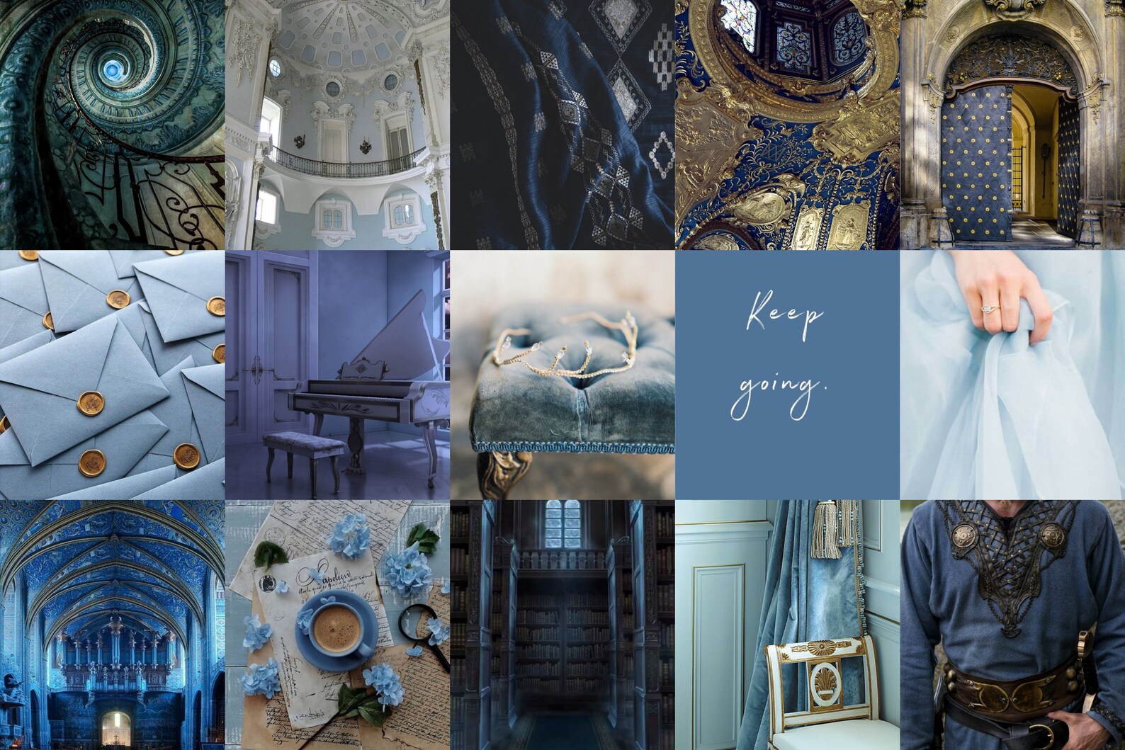 Royalcore Aesthetic Wall Collage Kit, Blue Room Decor, Collage Kit Wall ...