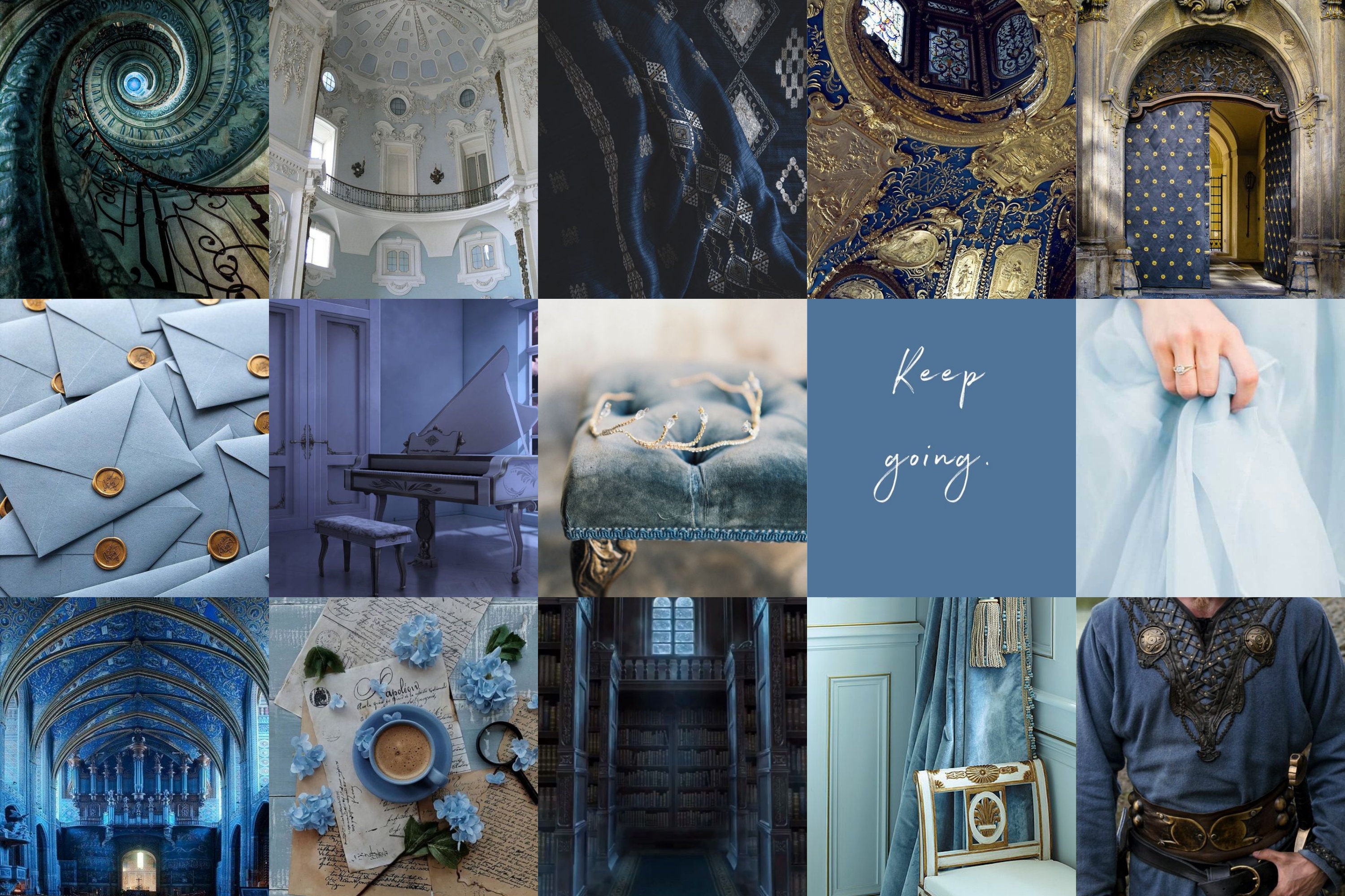 Royalcore Aesthetic Wall Collage Kit, Blue Room Decor, Collage Kit Wall ...