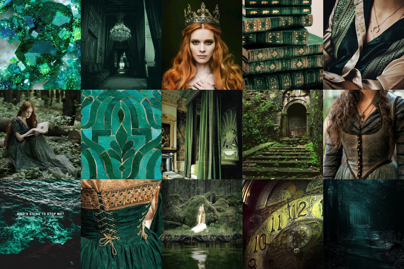 Royalcore Aesthetic Wall Collage Kit, Green Room Decor, Collage Kit ...