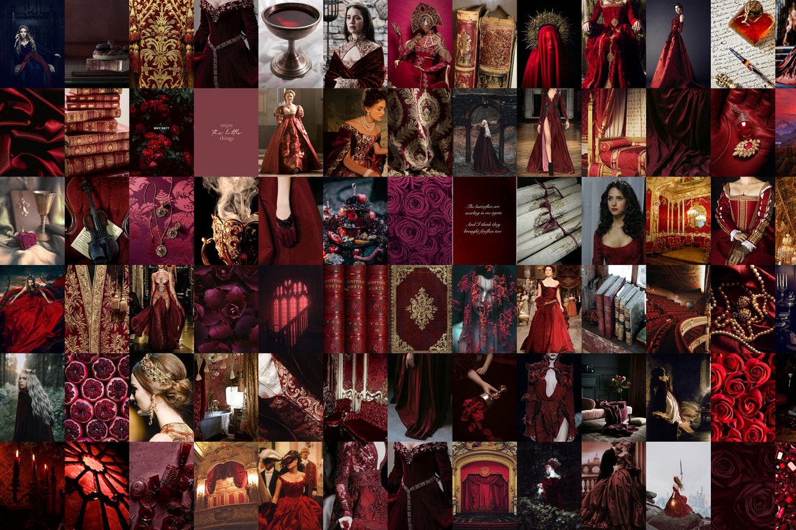 Royalcore Aesthetic Wall Collage Kit, Red Room Decor, Collage Kit Wall ...