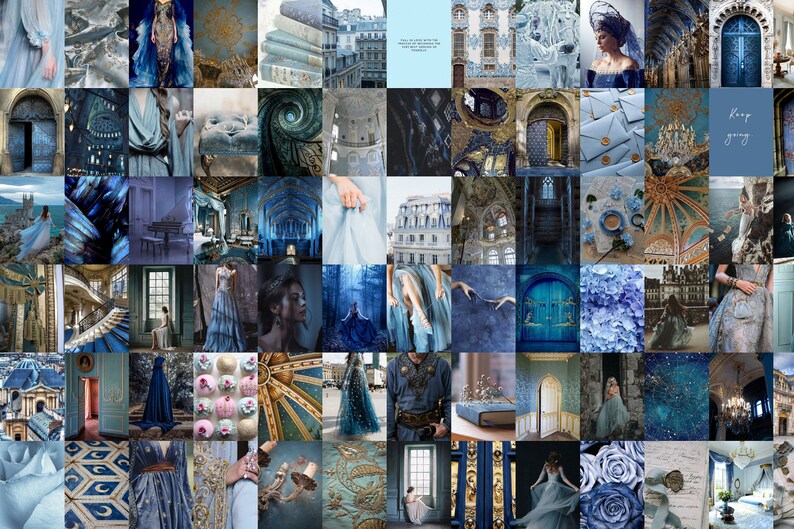 Royalcore Aesthetic Wall Collage Kit, Blue Room Decor, Collage Kit Wall ...