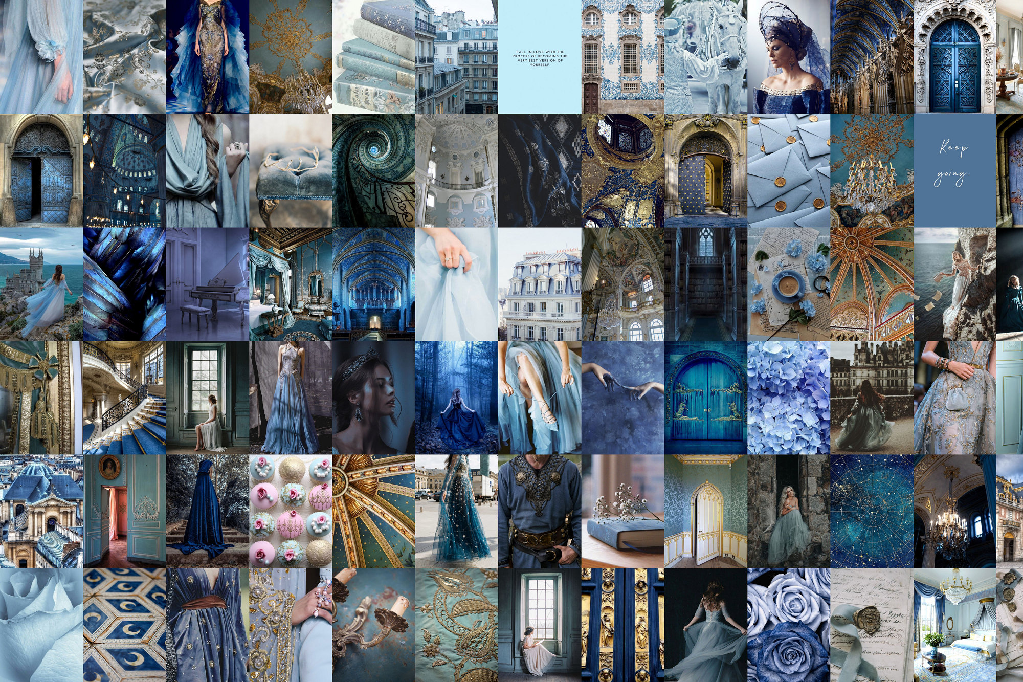 Royalcore Aesthetic Wall Collage Kit, Blue Room Decor, Collage Kit Wall ...