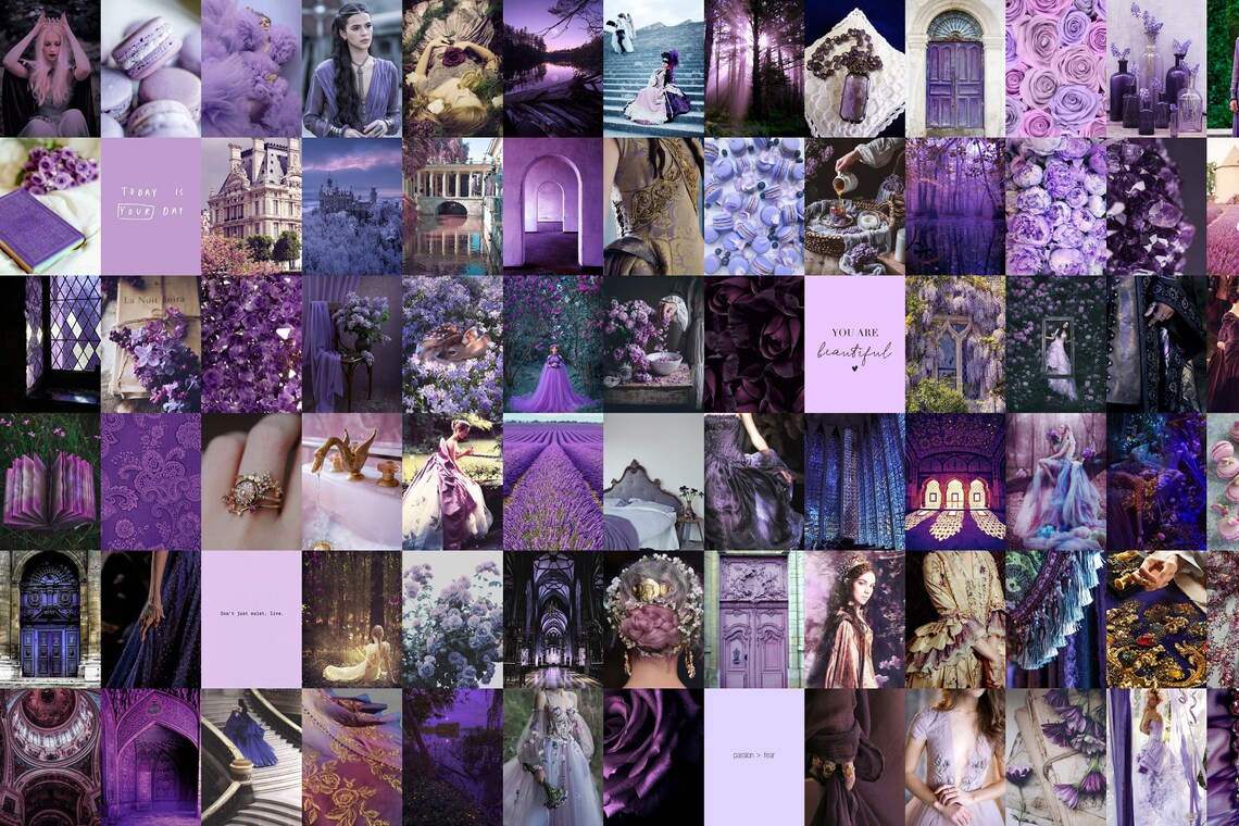 Royalcore Aesthetic Wall Collage Kit, Purple Room Decor, Collage Kit ...