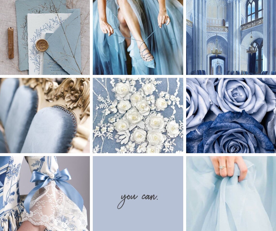 Royalcore Aesthetic Wall Collage Kit, Blue Room Decor, Collage Kit Wall ...