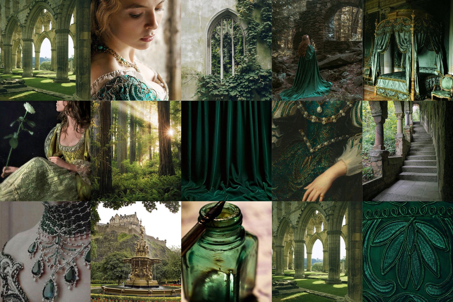 Royalcore Aesthetic Wall Collage Kit, Green Room Decor, Collage Kit ...