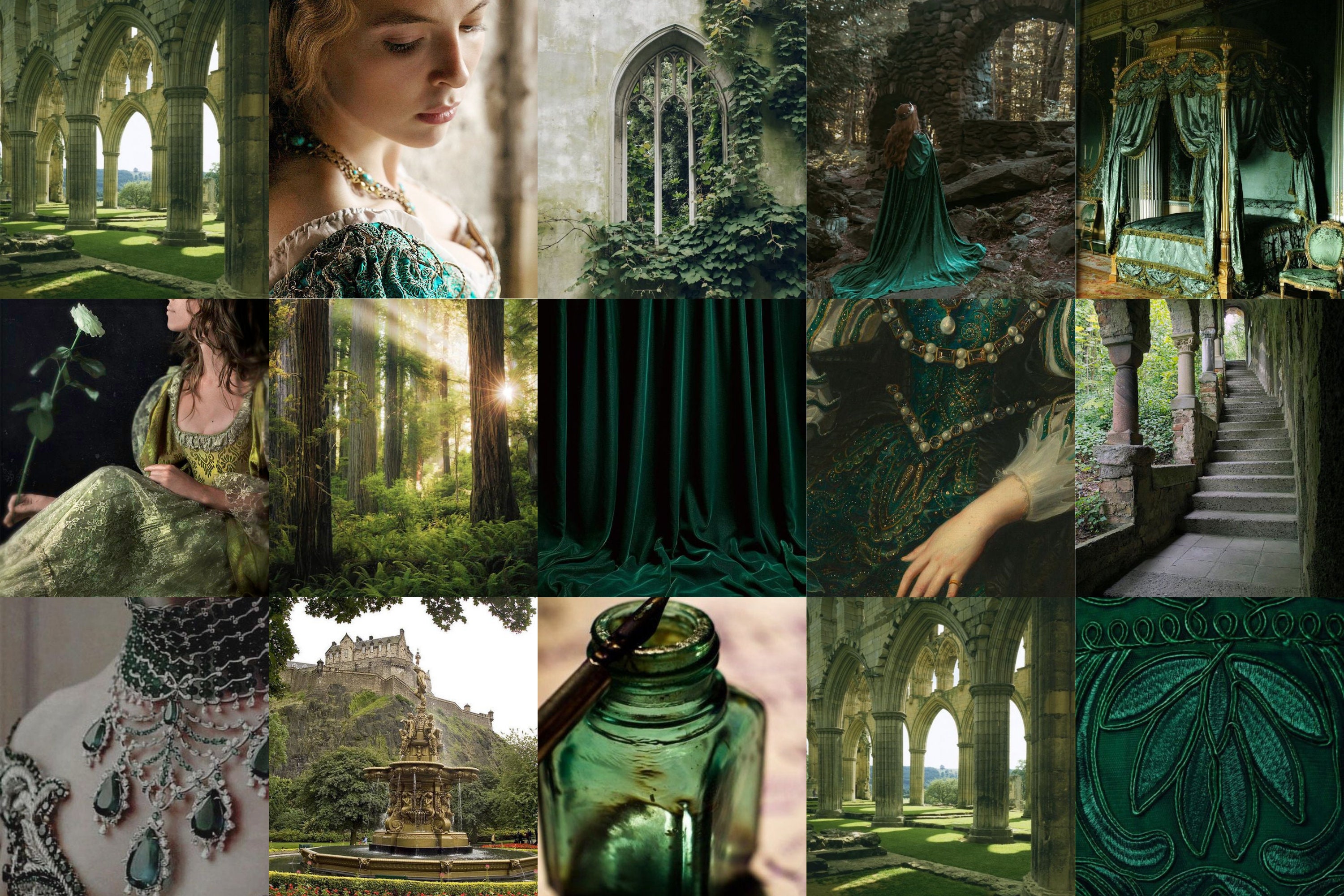 Royalcore Aesthetic Wall Collage Kit, Green Room Decor, Collage Kit ...