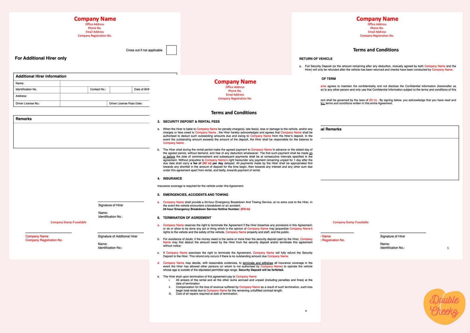 Vehicle Rental Agreement Printable, Comprehensive Car Rental Contract ...