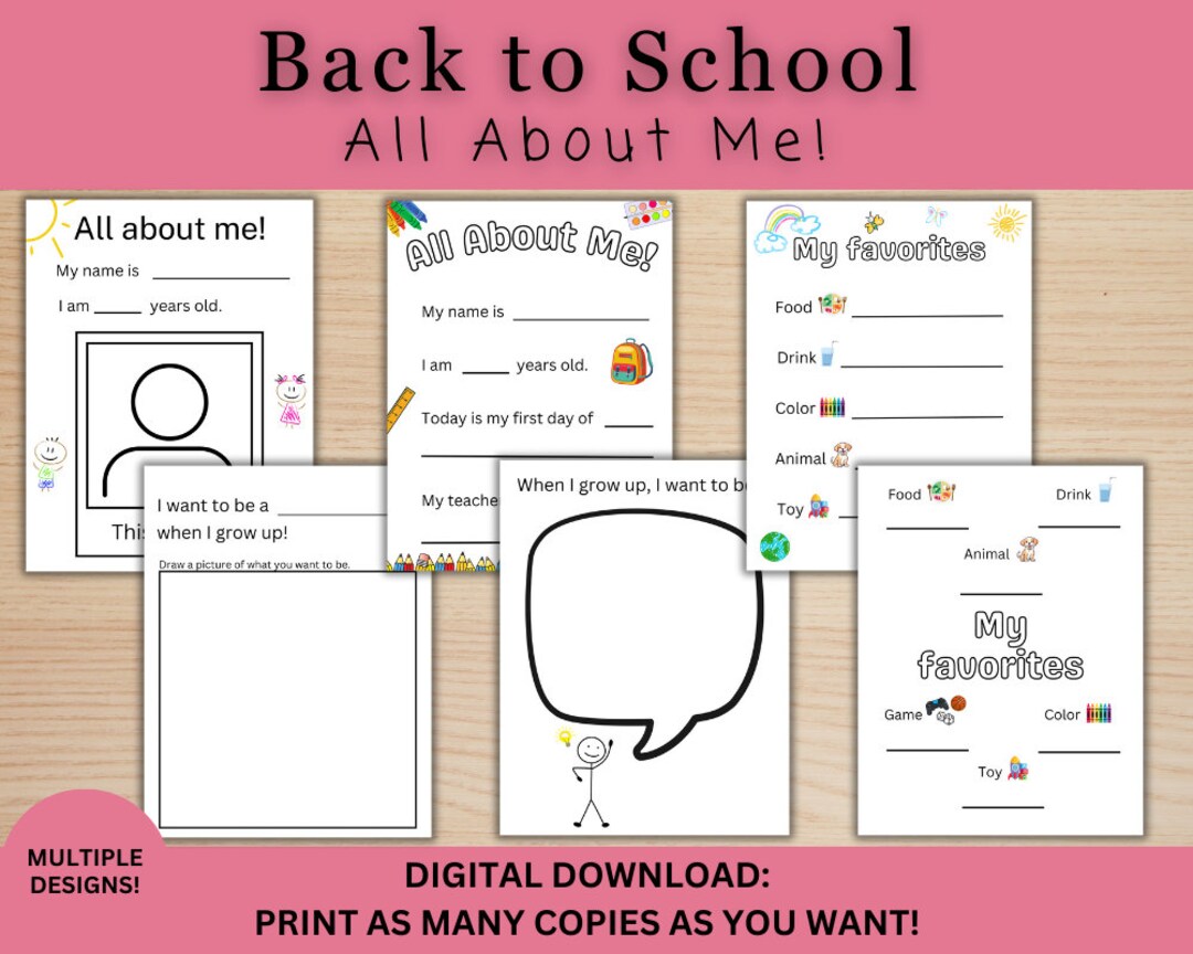 All About Me, Back to School, First Day of School, Colorful, Classroom ...