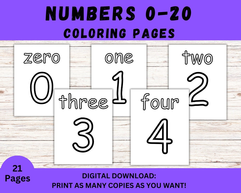 Numbers Coloring Pages, 0-20 Coloring Pages, Kids Activity, Classroom ...