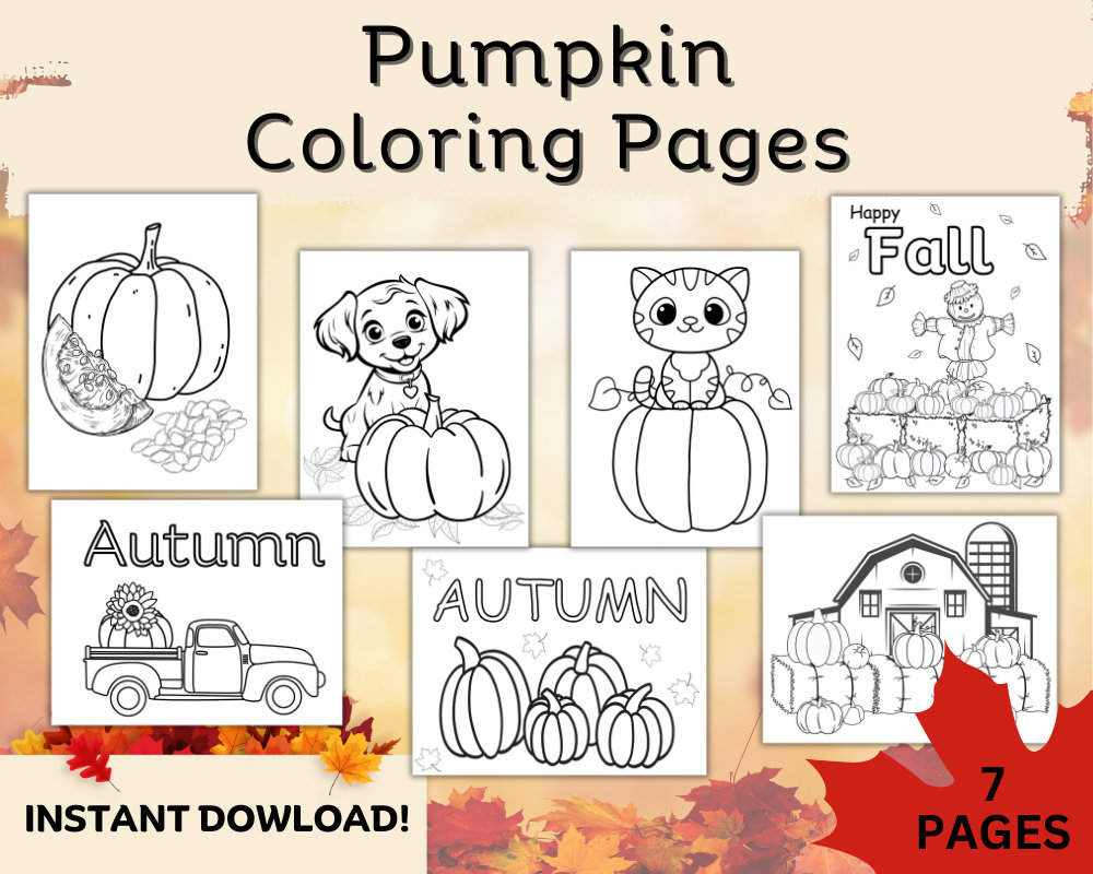 Pumpkin Coloring Pages, Fall Activity, Kids Coloring Pages, Autumn ...