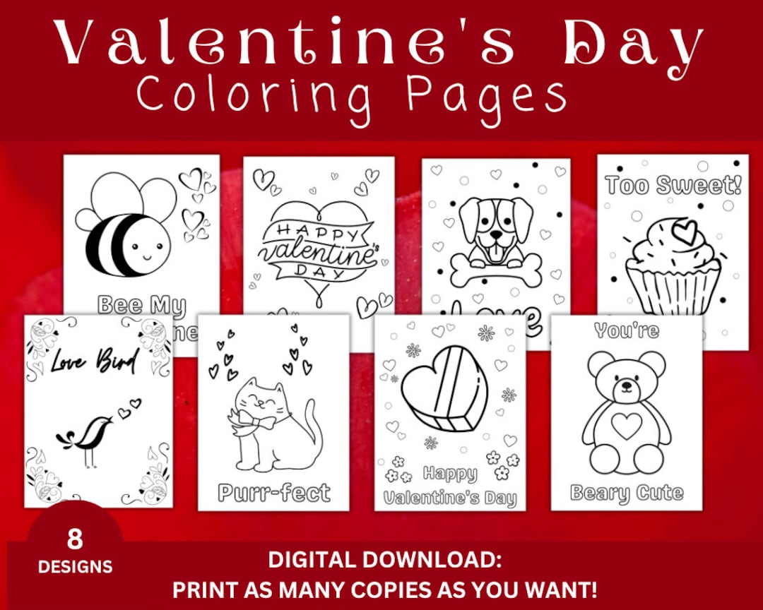 Valentine's Day Coloring Pages: Kids Activity (digital Download) - Etsy