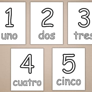 Number Coloring Pages, Numbers in Spanish, Kids Activity, Classroom ...
