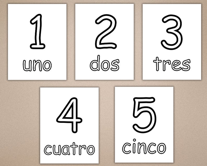 Number Coloring Pages, Numbers in Spanish, Kids Activity, Classroom ...