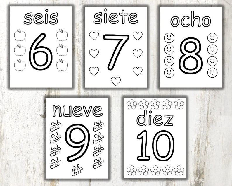 Counting in Spanish, Coloring Pages, Espanol, Classroom Activity, Kids ...