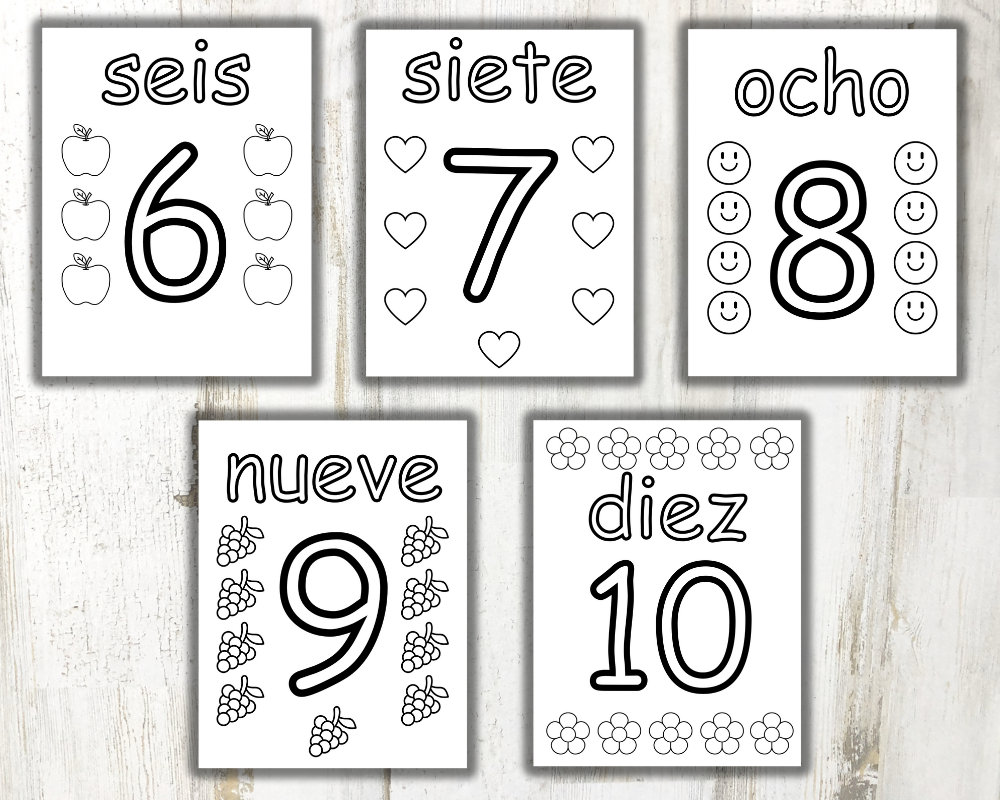 Counting in Spanish, Coloring Pages, Espanol, Classroom Activity, Kids ...