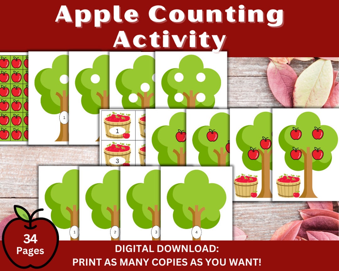 Autumn Apple Counting Activity, Apple Trees, Fall Apple Counting ...