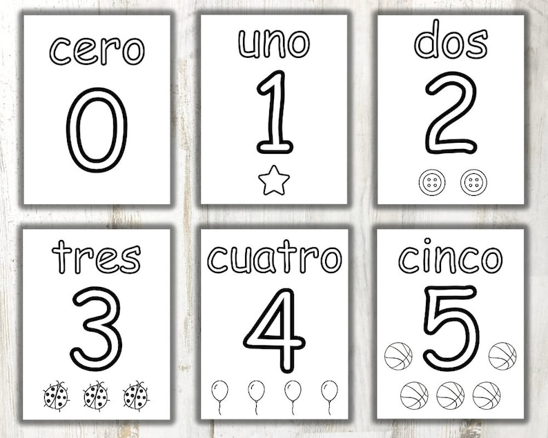 Counting in Spanish, Coloring Pages, Espanol, Classroom Activity, Kids ...