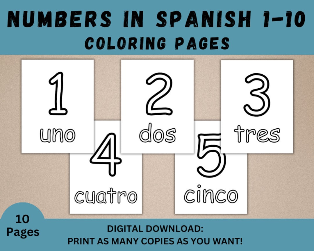 Number Coloring Pages, Numbers in Spanish, Kids Activity, Classroom ...
