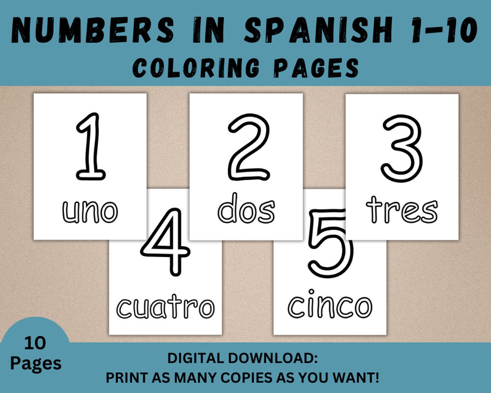 Number Coloring Pages, Numbers in Spanish, Kids Activity, Classroom ...
