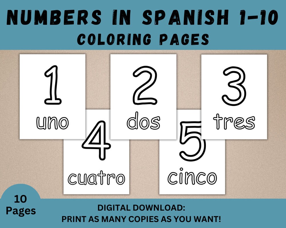 Number Coloring Pages, Numbers in Spanish, Kids Activity, Classroom ...