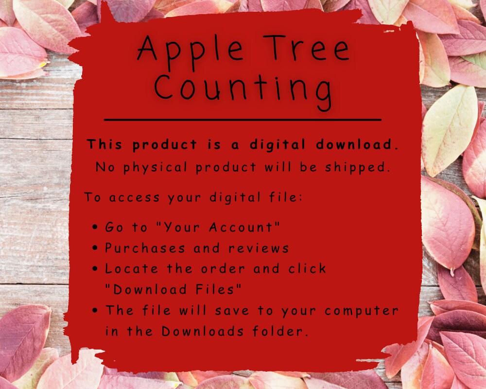 Apple Tree Counting Activity: Fall Classroom Printable (digital ...