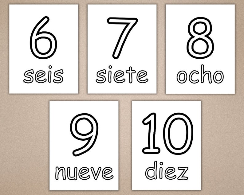 Number Coloring Pages, Numbers in Spanish, Kids Activity, Classroom ...