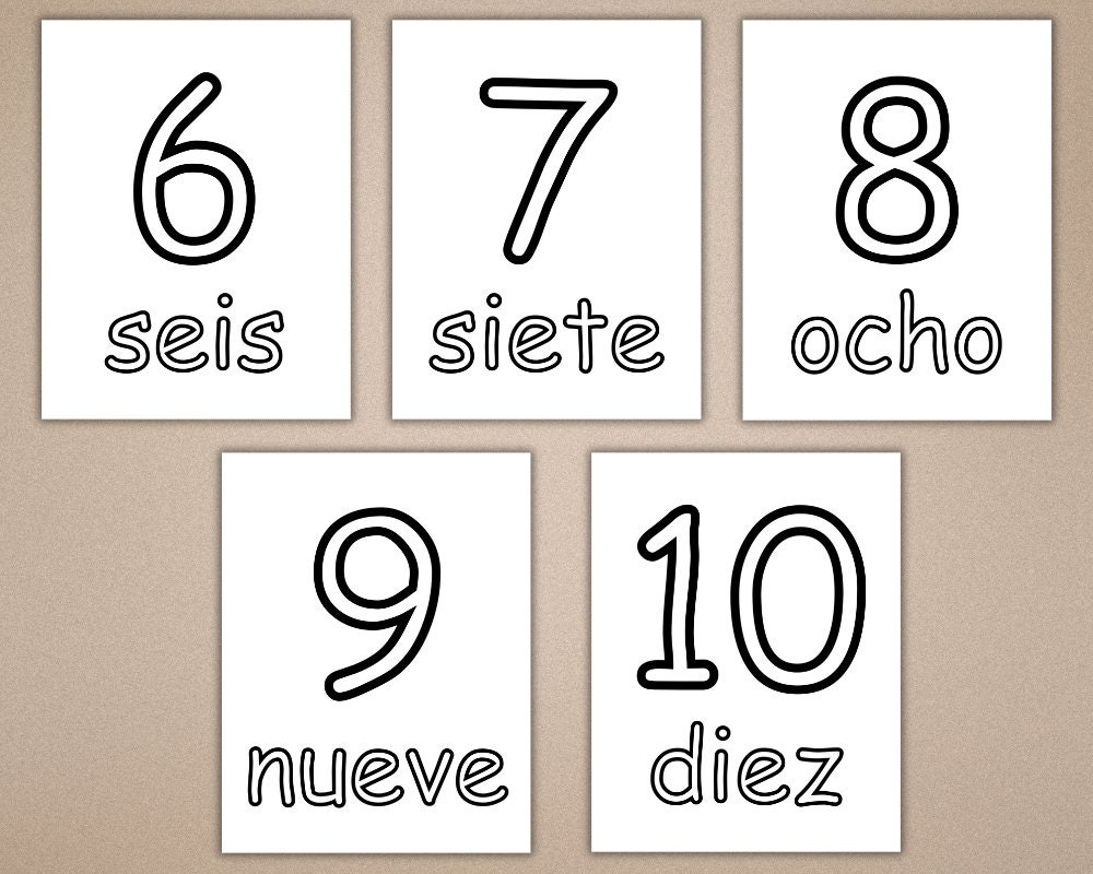 Number Coloring Pages, Numbers in Spanish, Kids Activity, Classroom ...