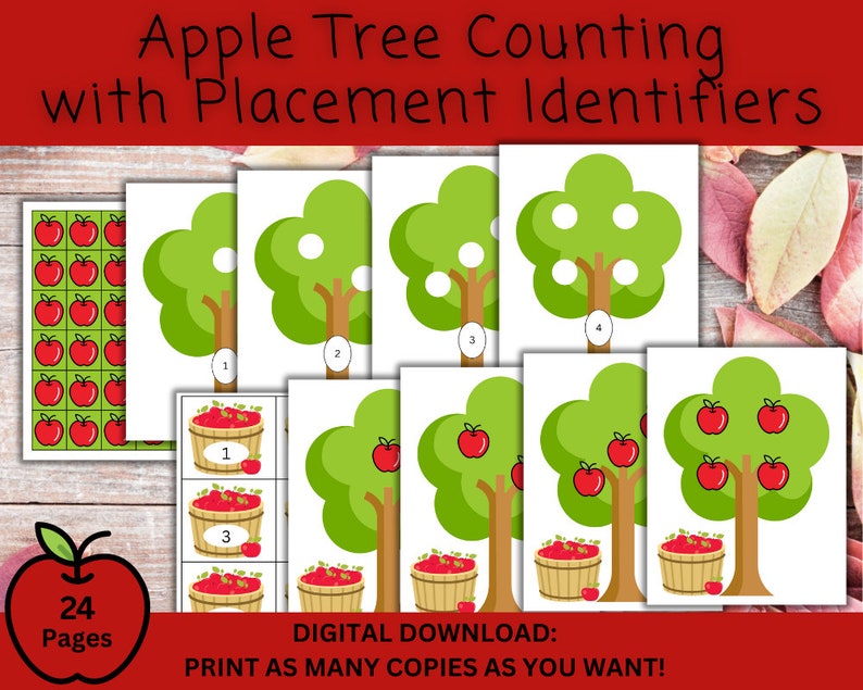 Apple Counting Activity, Apple Tree Counting, Autumn Classroom, Fall ...