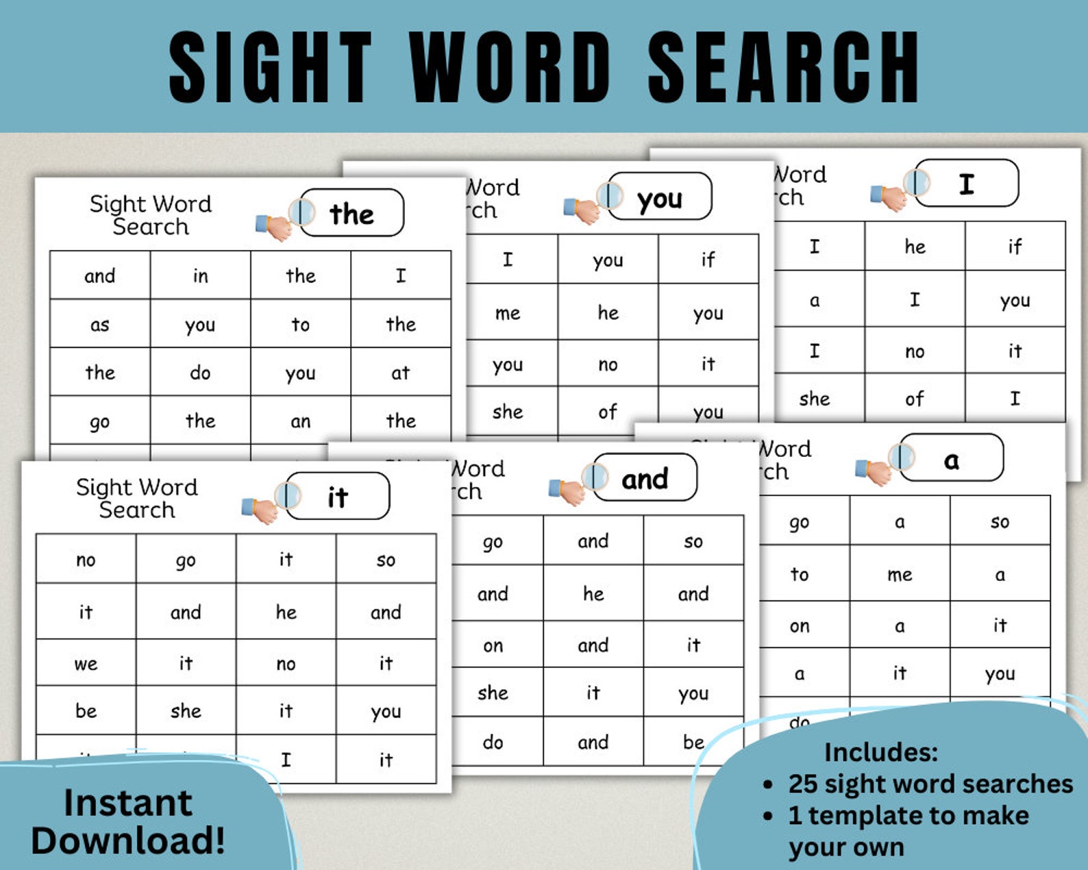Sight Word Search, Classroom Activity, Preschool, Kindergarten, Sight ...