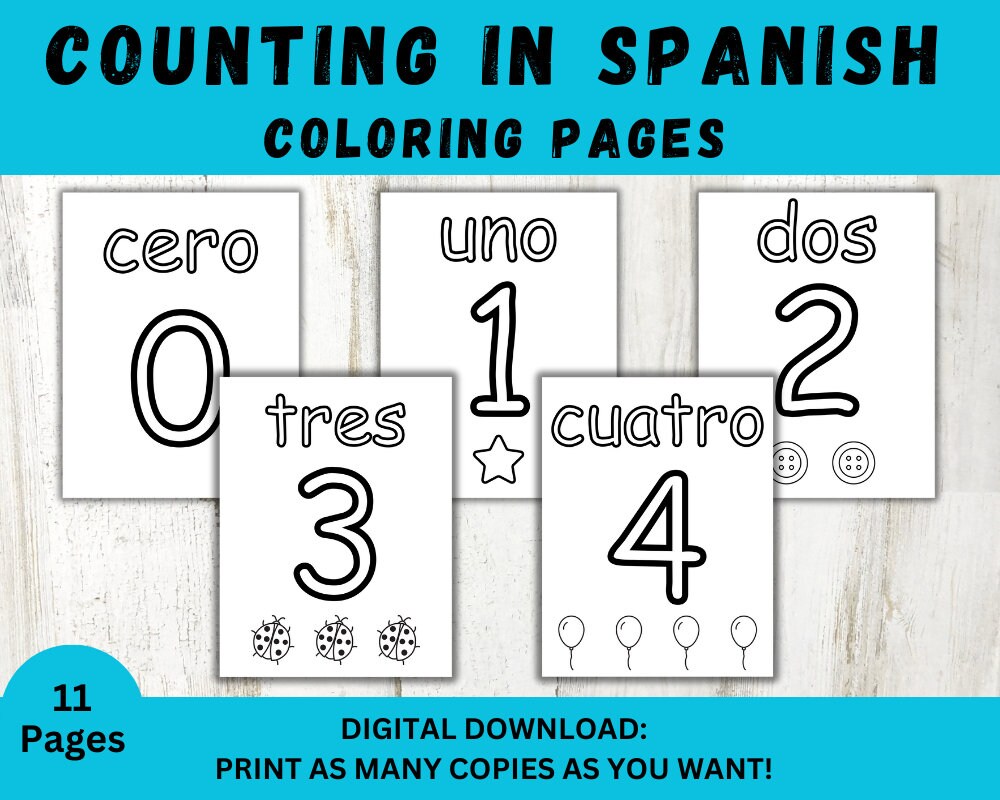 Counting in Spanish, Coloring Pages, Espanol, Classroom Activity, Kids ...