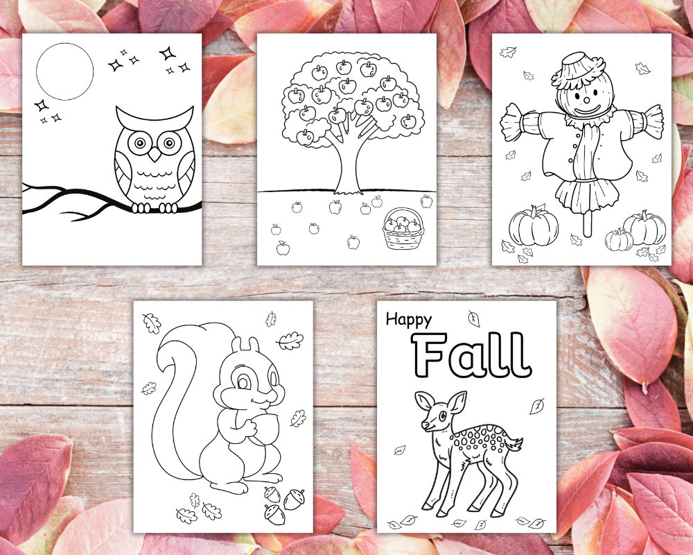 Fall Coloring Pages: Kids Autumn Activity (digital Download) - Etsy