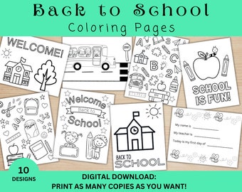 Back to School Coloring Page, Back to School Activity, Kids Coloring ...