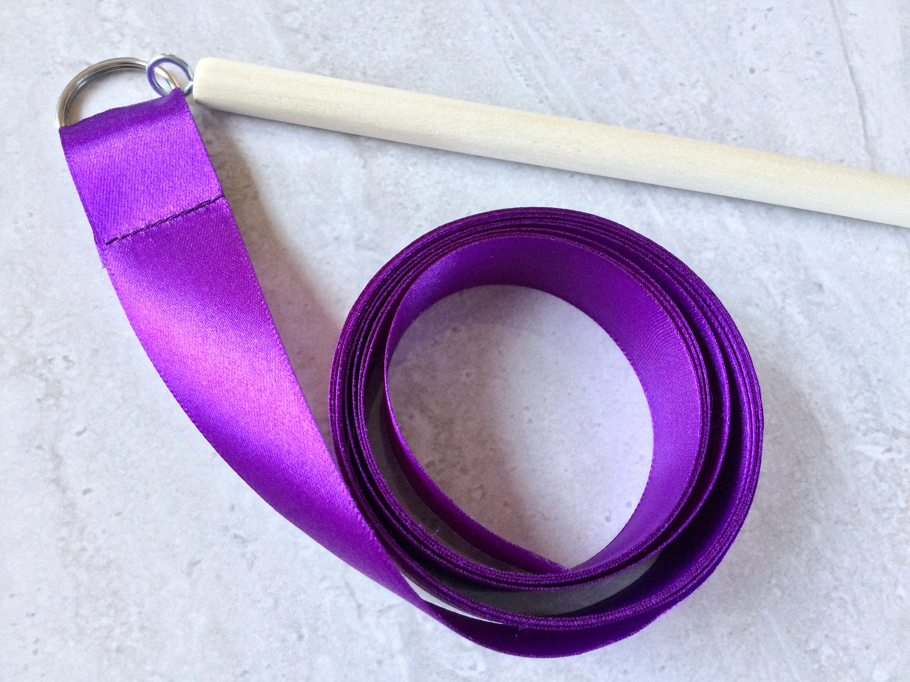 Ribbon Wands, Purple Satin Ribbon, Long Wooden Handle, Birthday Gift ...